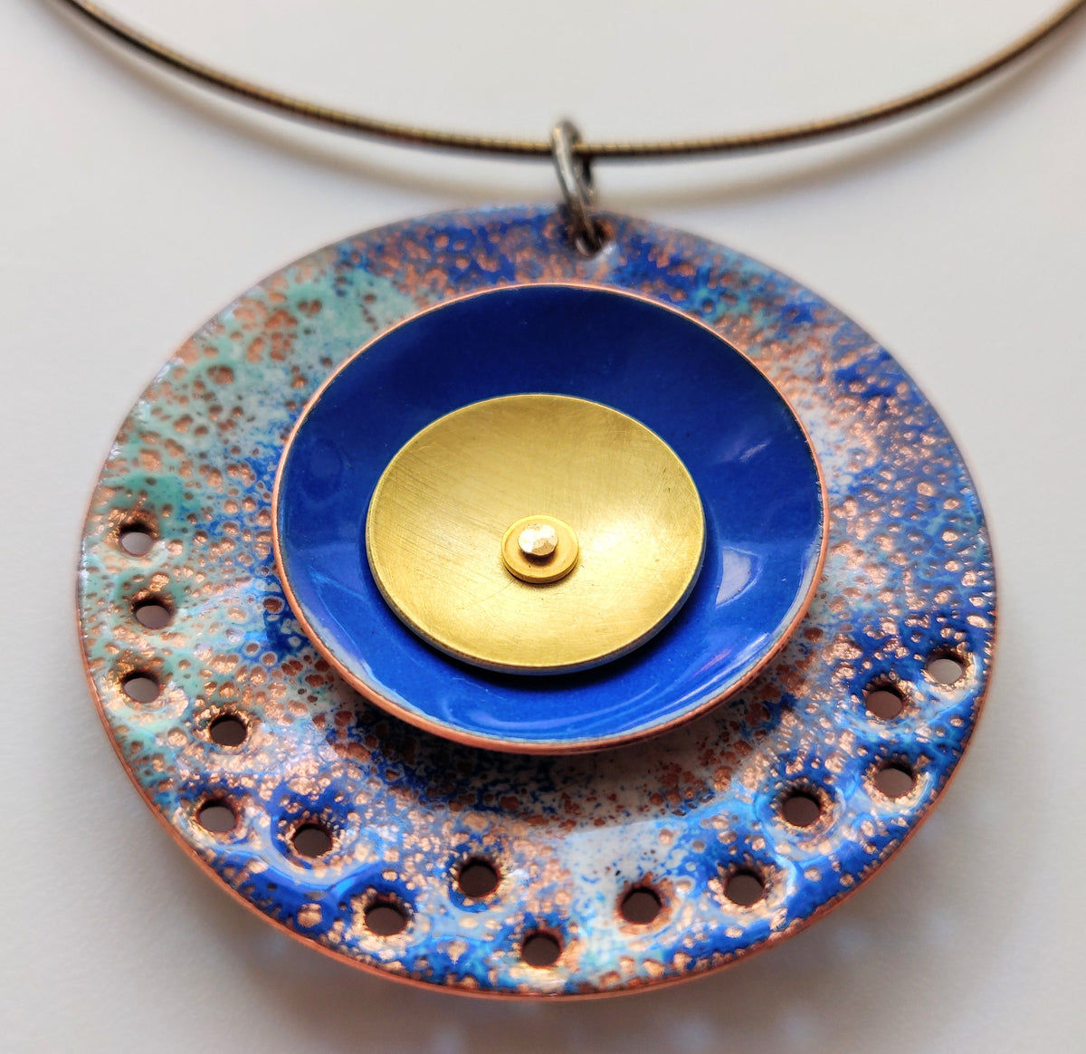 Waves - Double-Sided Sterling Silver, Brass, Enamel Necklace – Papazian ...